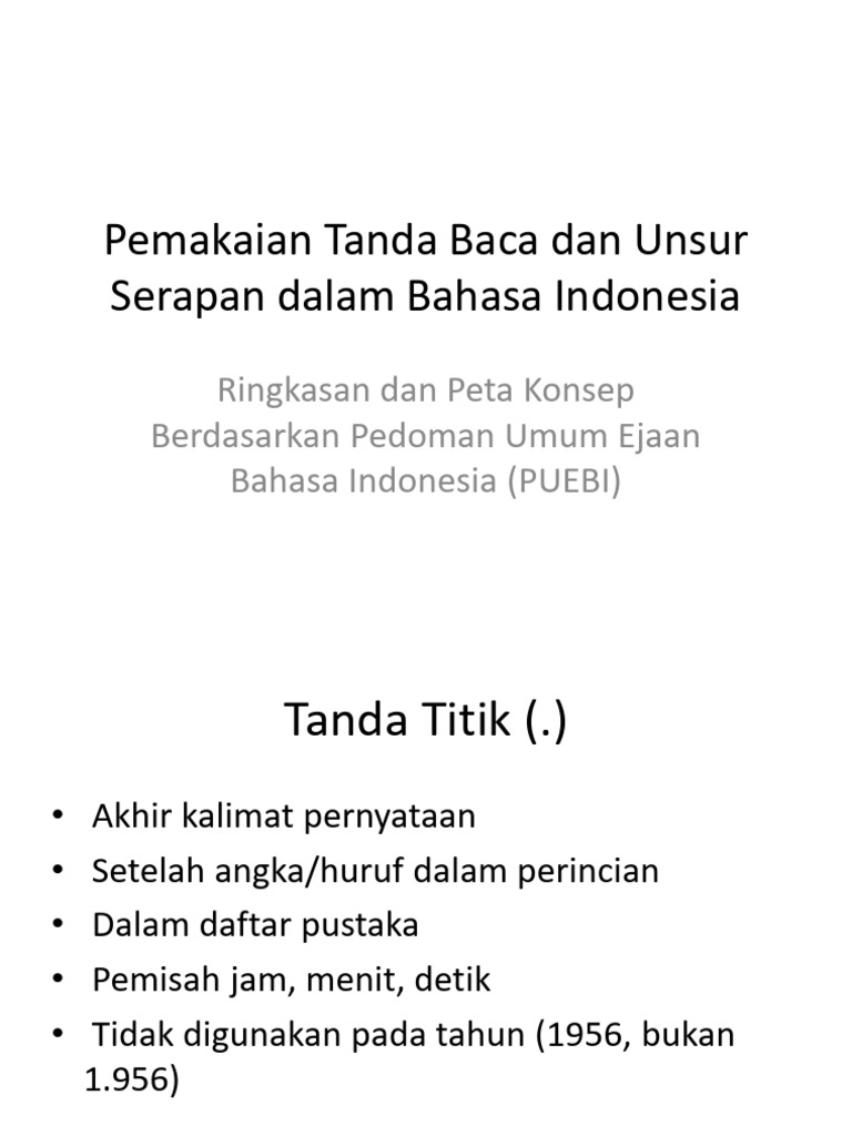 Pemakaian Tanda Baca Dan Unsur Serapan | PDF