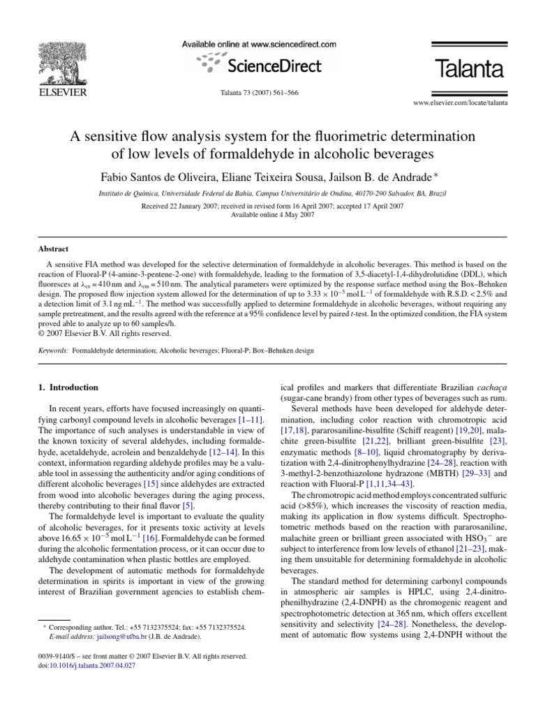 A Sensitive Flow Analysis System For The SOUZA OLIVEIRA 2007 | PDF ...