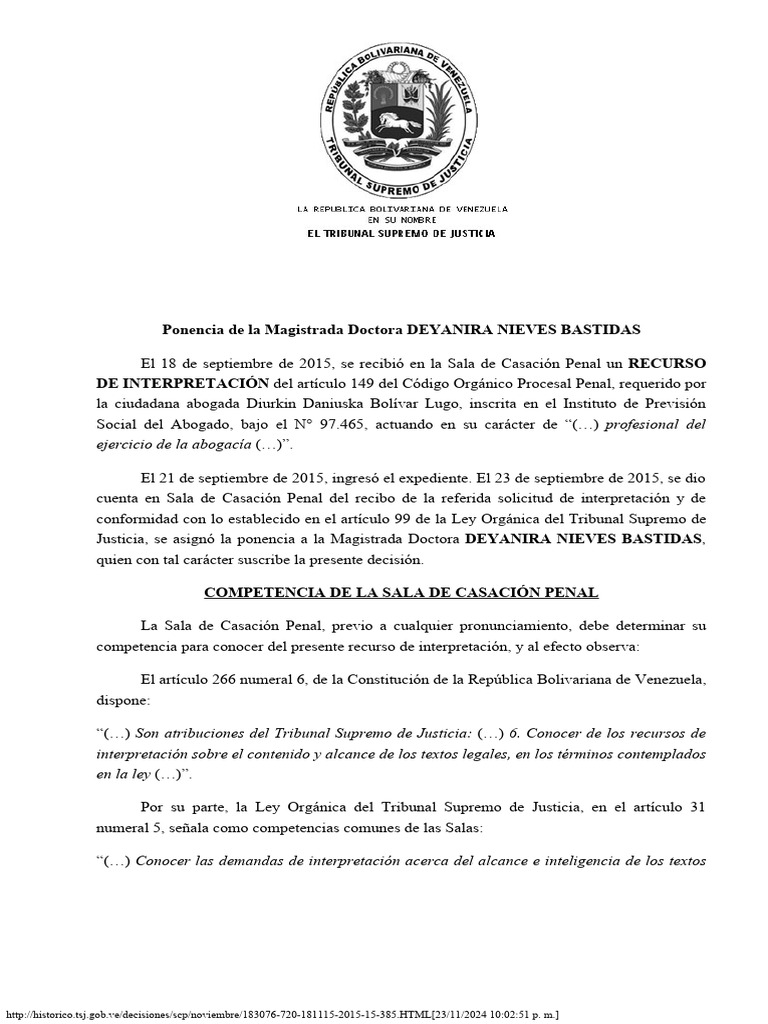 Asistente No Profesional-recurso de Interpretación-no a Lugar Sent 720 18-11-2015 Exp 15-385 ...