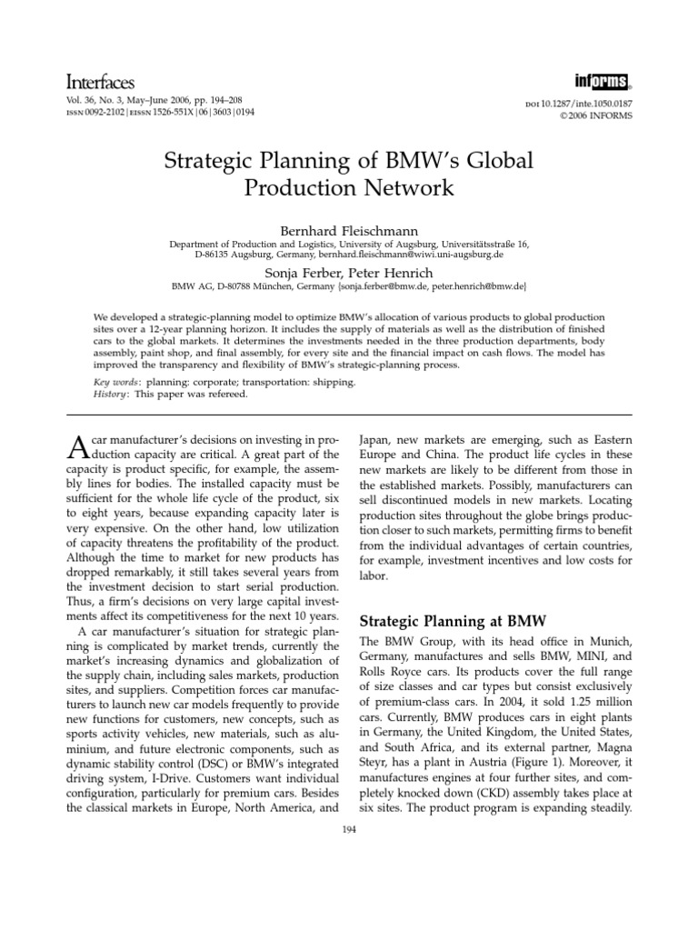 BMW Strategic Planning | PDF | Strategic Management | Net Present Value