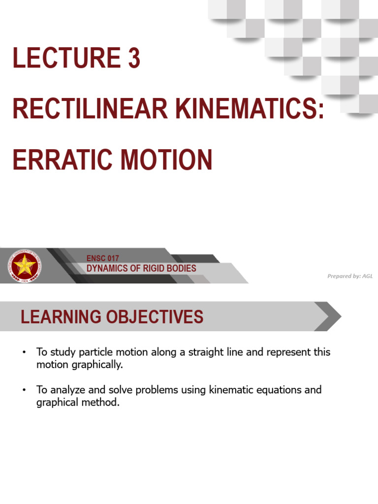 Lecture 3 - Rectilinear Kinematics - Erratic Motion | PDF | Kinematics ...
