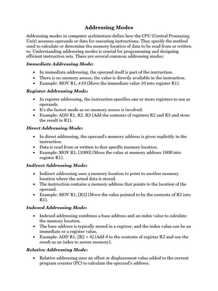 Addressing Modes - Module 1 | PDF | Digital Electronics | Computer Architecture