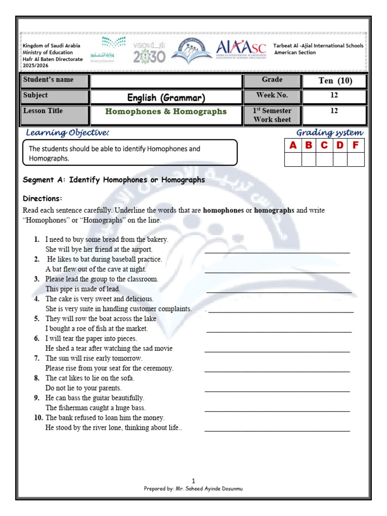 Grade 10 Grammar Worksheet 12 PDF | PDF