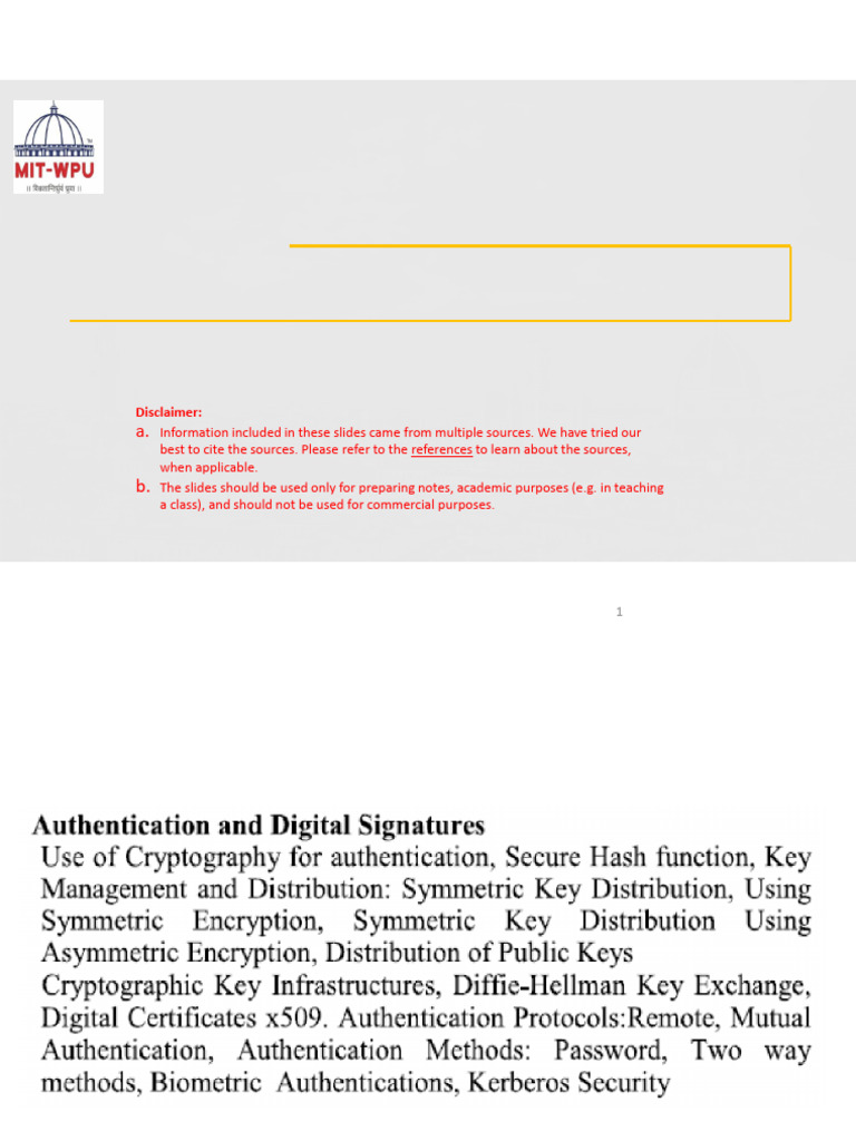ICS - Unit 3-Authentication and Digital Signature | PDF | Public Key Cryptography | Key ...