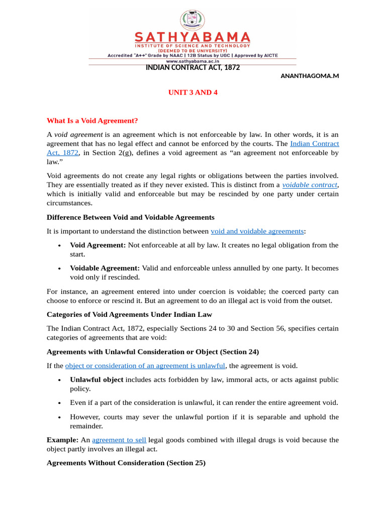 UNIT 3 AND 4 Law of Contracts | PDF | Gambling | Breach Of Contract