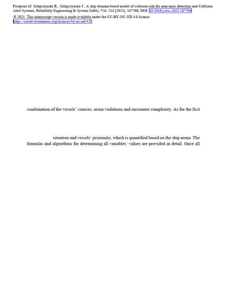 A Ship Domain Based Model of Collision Risk for Near Miss Detection and ...