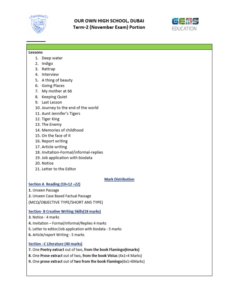 Grade 12 Term-2 Exam Syllabus Dubai | PDF | Chemical Reactions | Aldehyde