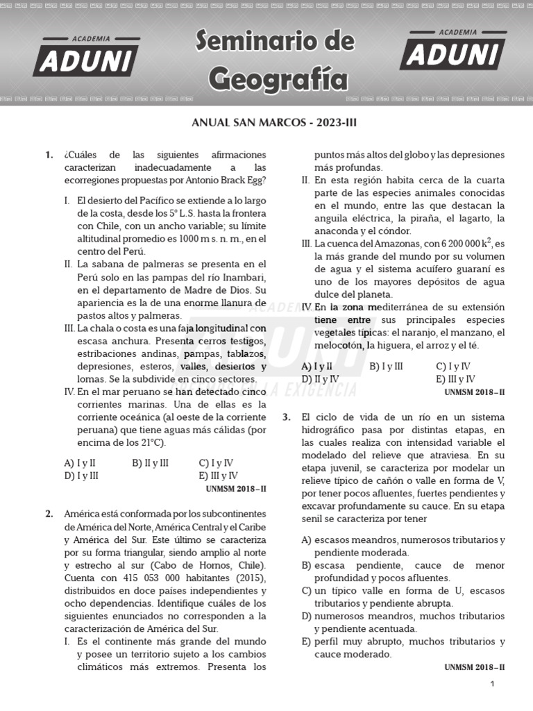 Seminario - D - ASM -2023-III | PDF | Américas | Ciencias de la Tierra