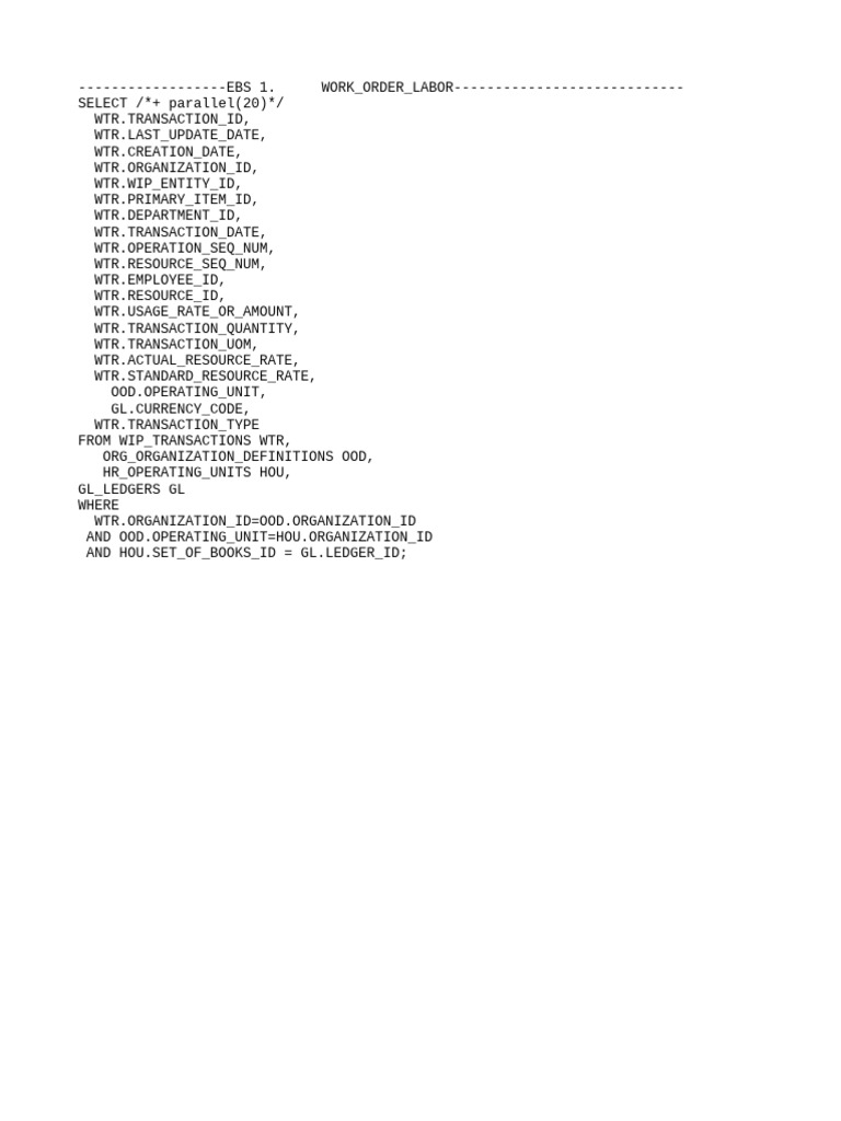 Work Order Labor - Ebs | PDF