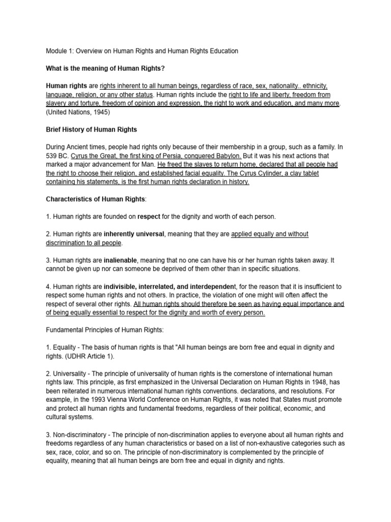 Cri 166 Human Rights Education P1 Notes | PDF | International ...