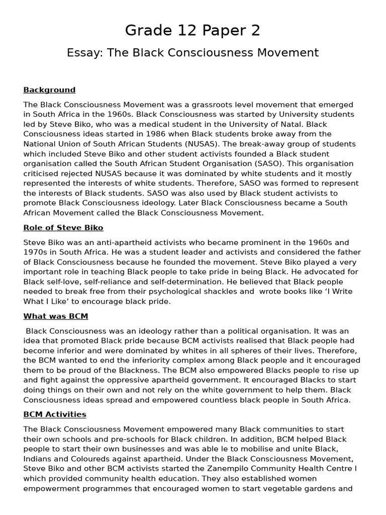 Black Consciousness Movement | PDF | Movements For Civil Rights ...