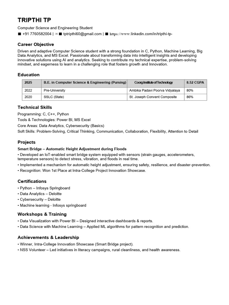 Computer Science Student Profile & Skills | PDF