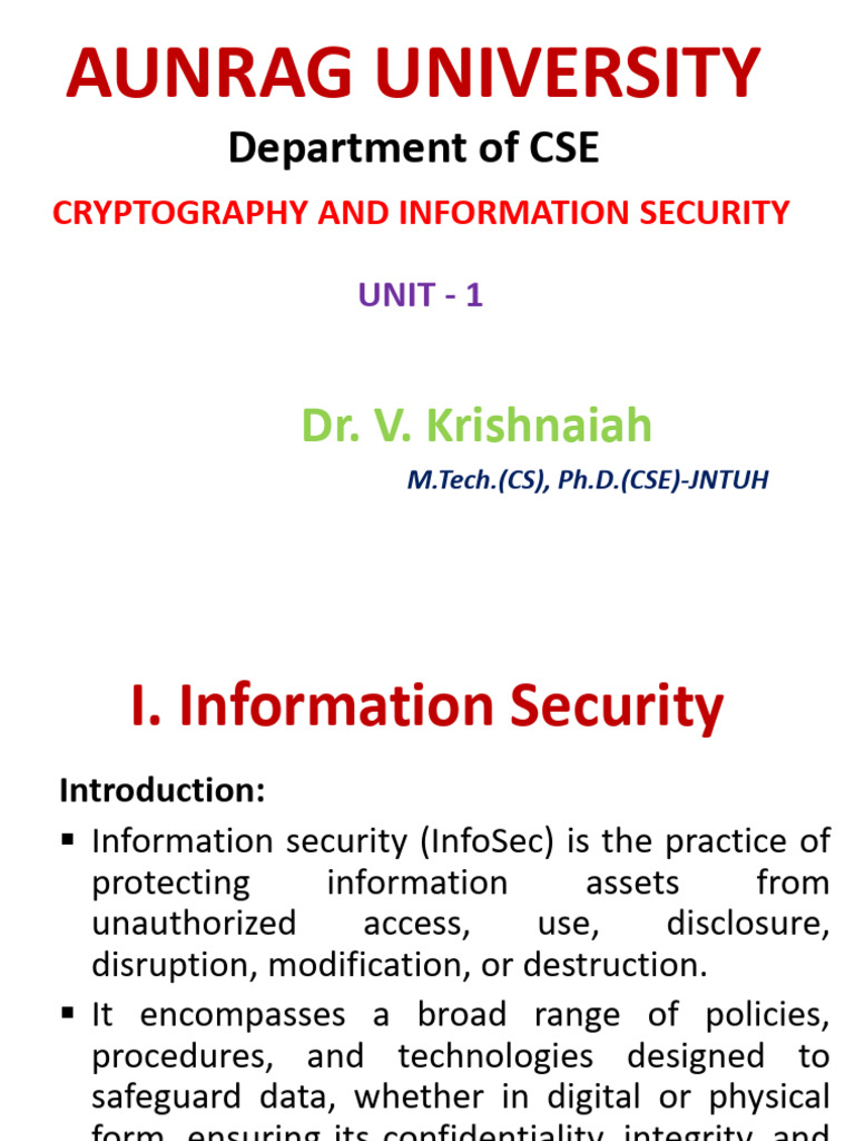 CIS Unit-1 | PDF | Information Security | Software Development Process