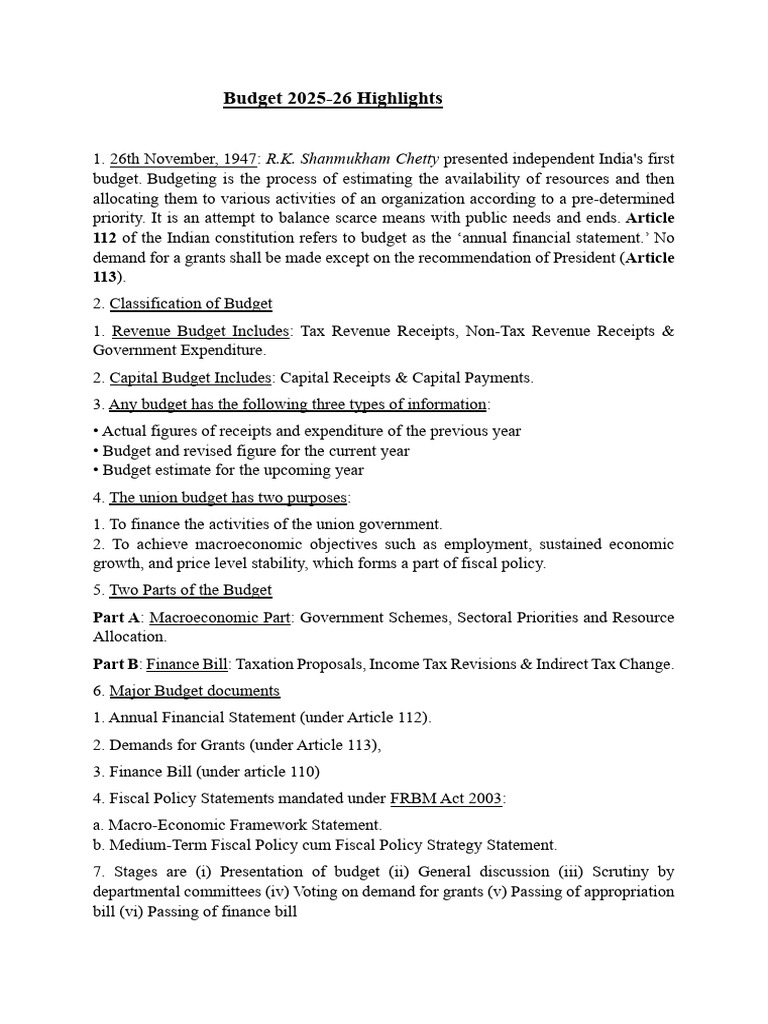 Budget 2025-26 | PDF