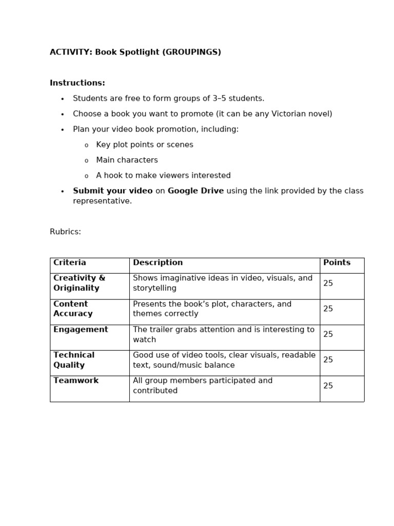 Victorian Novel Group Project Guide | PDF | Human Communication