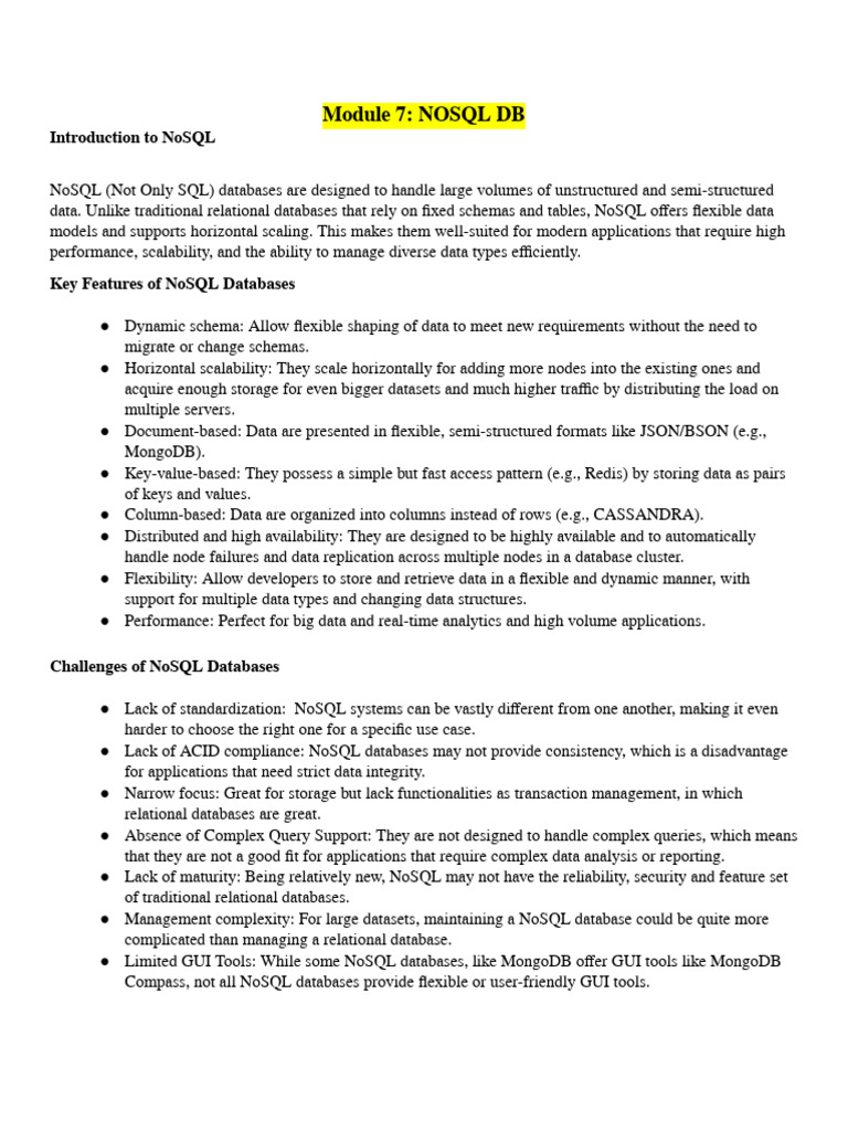 Module 7 NoSQL | PDF | No Sql | Databases