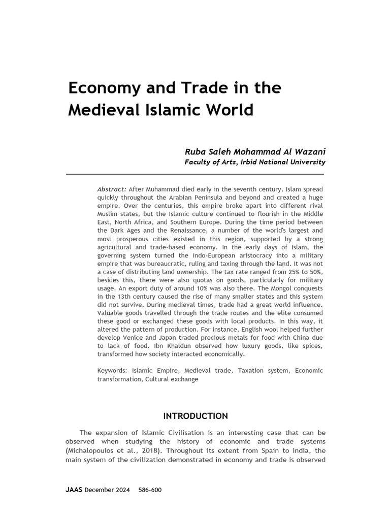 Economy and Trade in The Medieval Islamic World | PDF | Muslim World ...