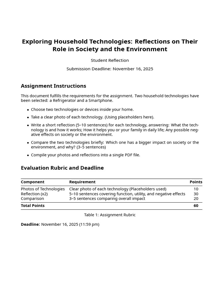 Household Technologies Reflection | PDF | Refrigerator | Smartphone