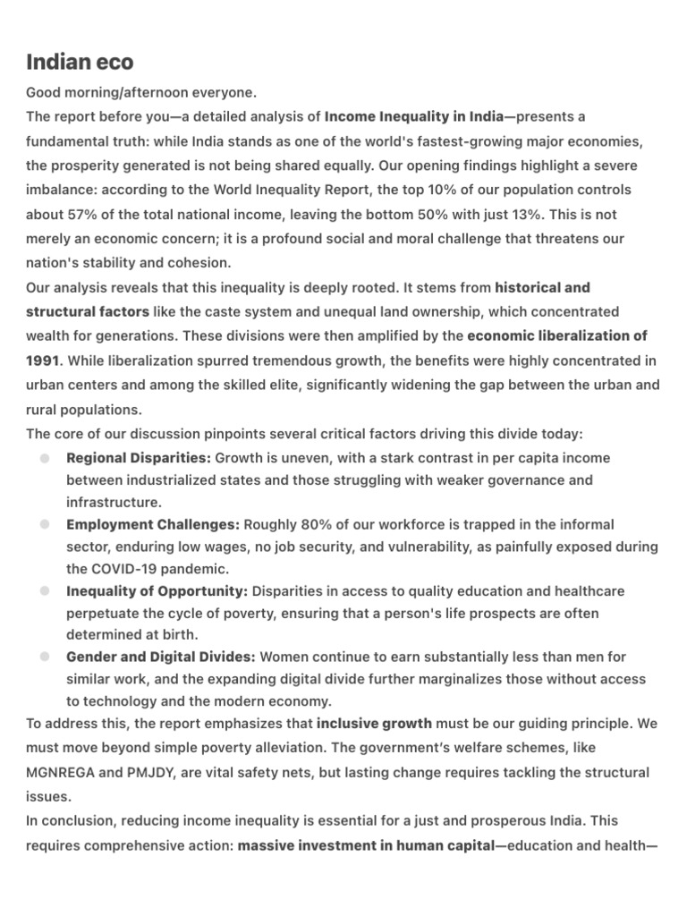 Indian Eco | PDF | Economic Inequality | Discrimination & Race Relations