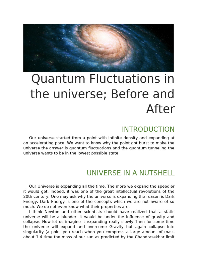 Quantum Fluctuations in the Universe; Before and After | PDF ...