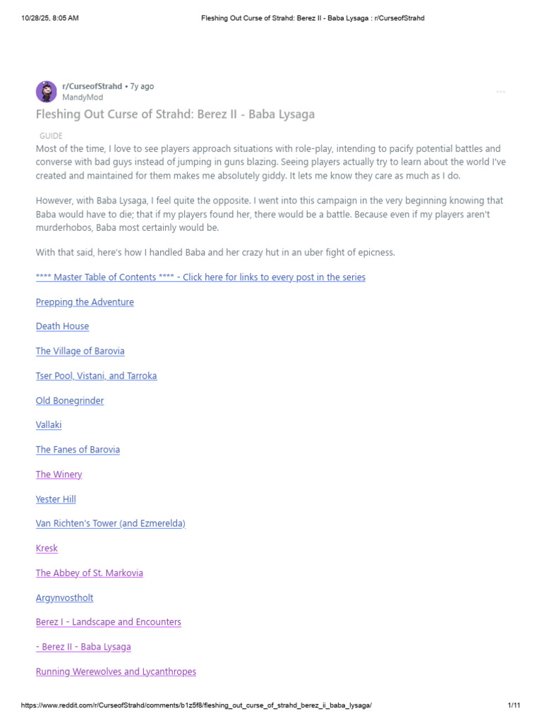 Fleshing Out Curse of Strahd - Berez II - Baba Lysaga - R ...