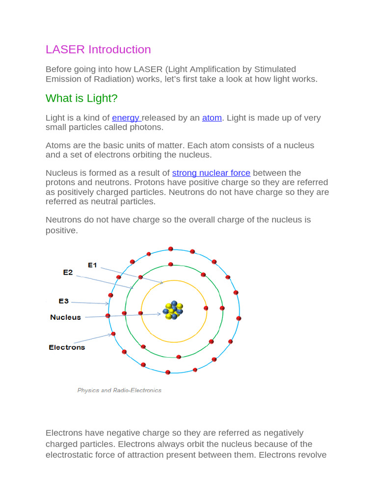 LASER Introduction | PDF | Light | Atomic Nucleus