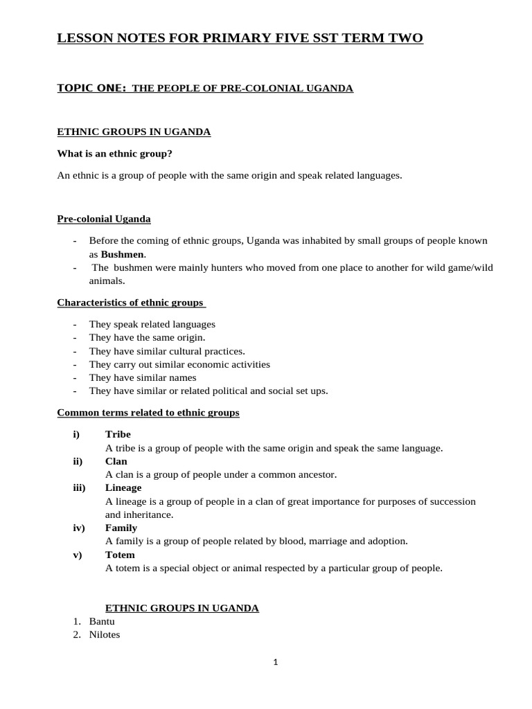Sst Lesson Notes-1 | PDF | Uganda