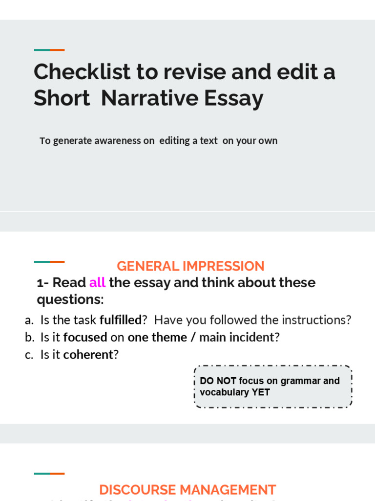 Checklist To Revise A Short Essay | PDF