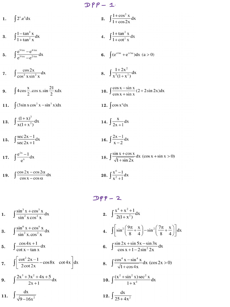 Integration Dpp Pdf