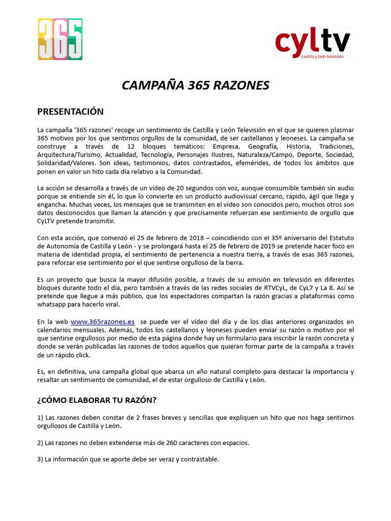 Presentación Campaña 365 Razones | PDF
