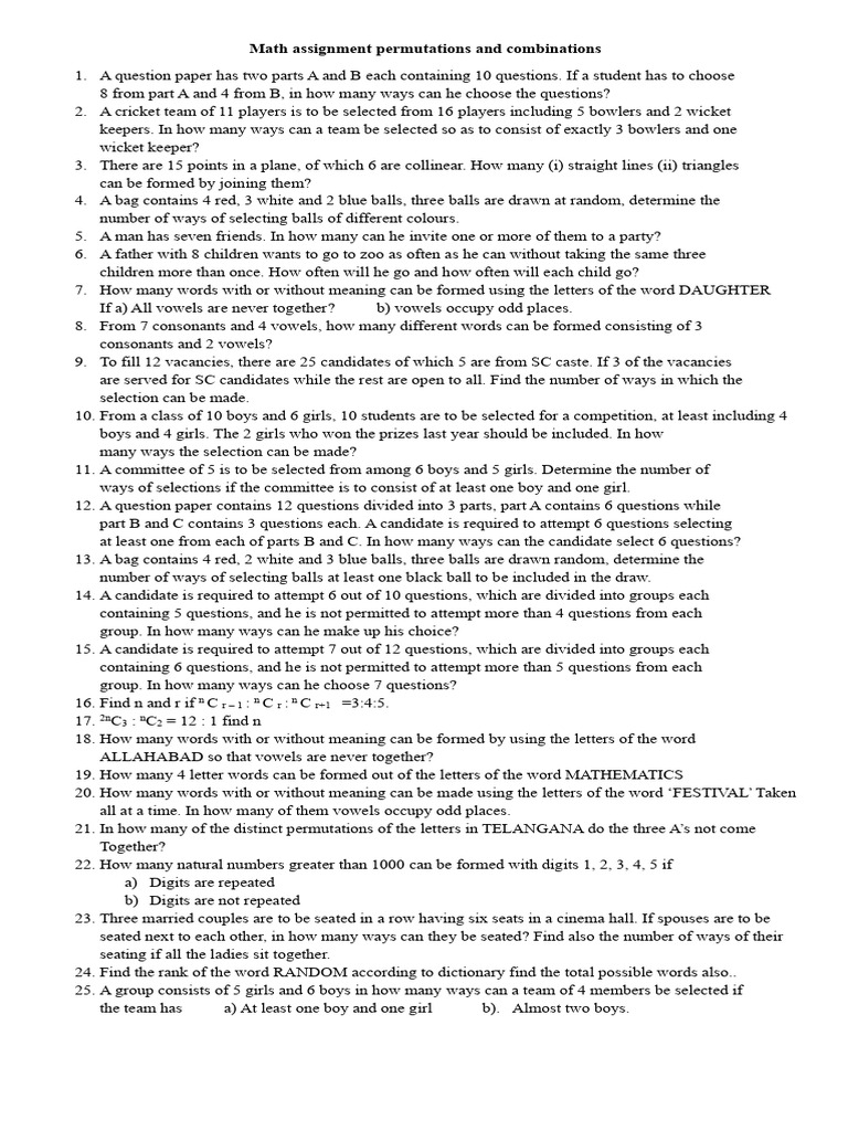 Xi Permutations and Combination | PDF