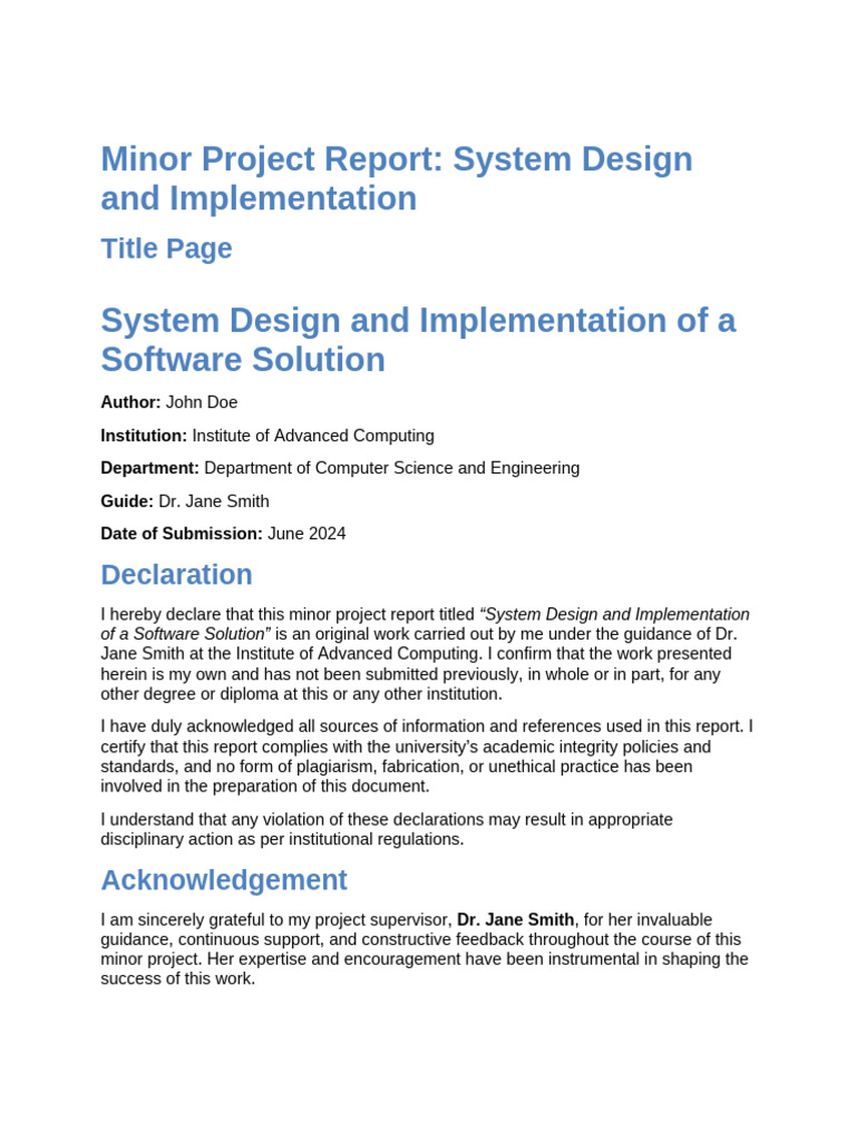 Minor Project Report | PDF | Matrix (Mathematics) | Usability