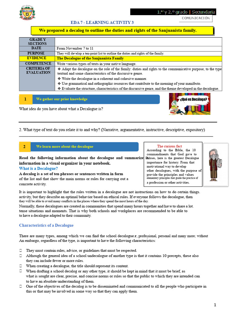 EDA 7 - ACTIVITY 3 - The Decalog | PDF | Ten Commandments | Human ...