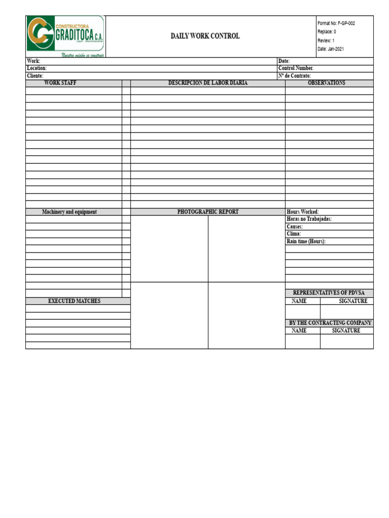 Daily Control Format | PDF