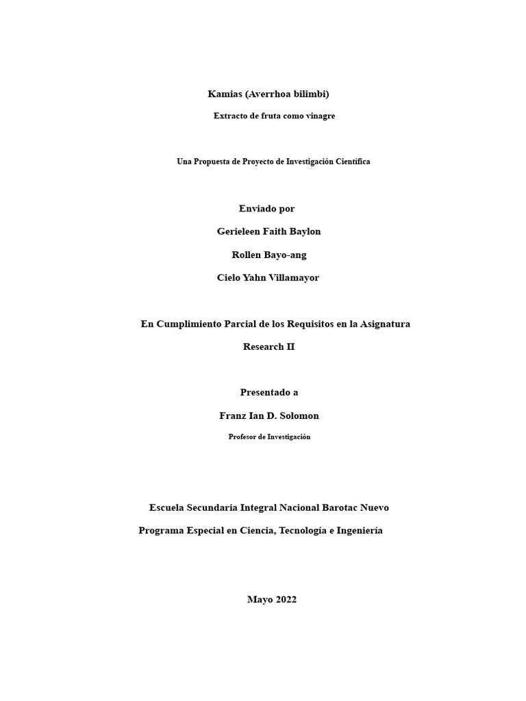 Extracto de fruta de Kamias-Averrhoa-bilimbi como vinagre | PDF ...