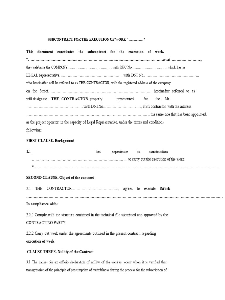 Subcontract Model | PDF | Civil Law (Legal System) | Private Law