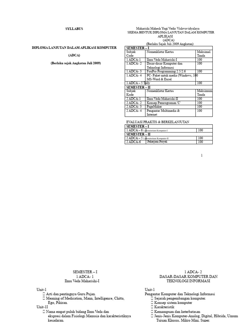 Syllabus Adca Dca Pgdca PDF | PDF