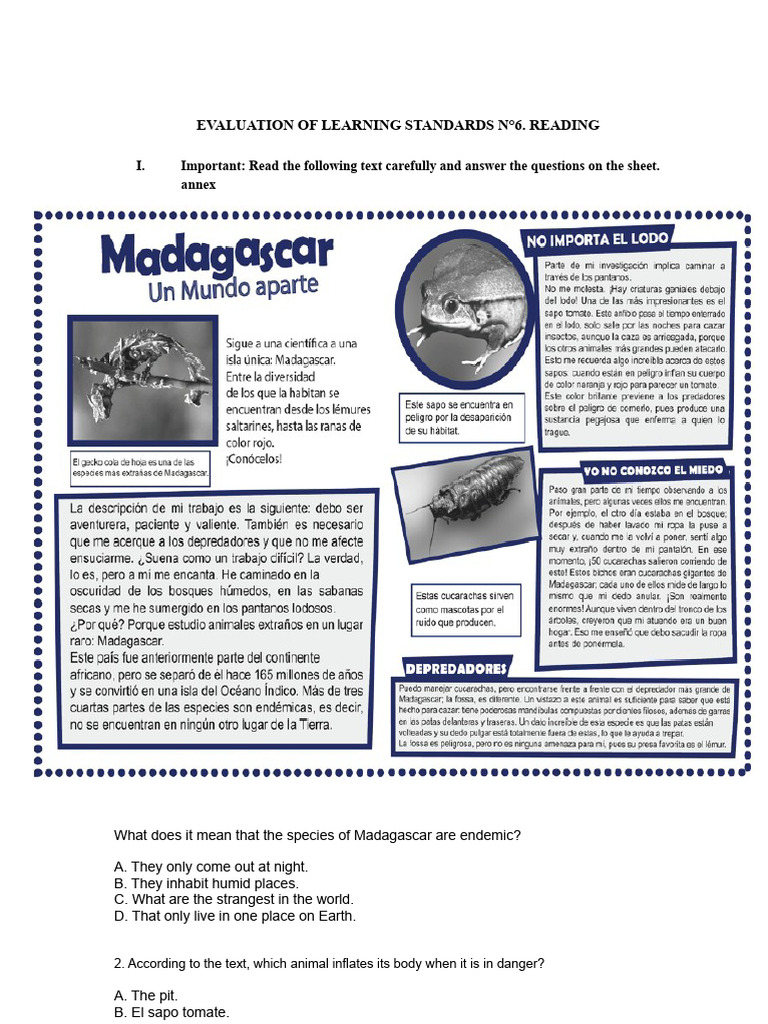 EV. STANDARDS No. 6 - MADAGASCAR | PDF | Island | Zoology