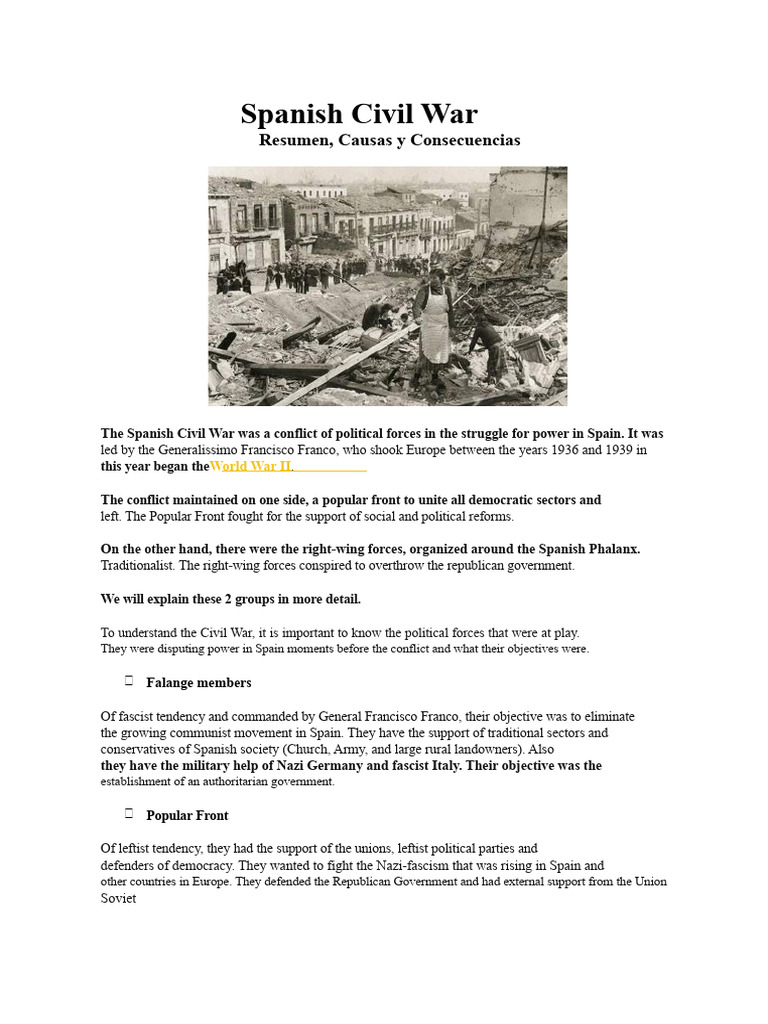 Summary of The Spanish Civil War | PDF | Spanish Civil War | Francisco ...