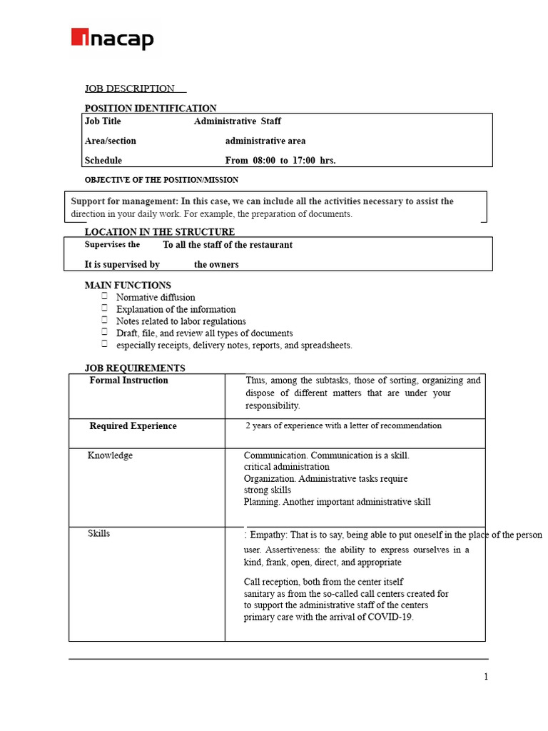 Job Descriptions for Restaurant Roles | PDF | Chef | Waiting Staff