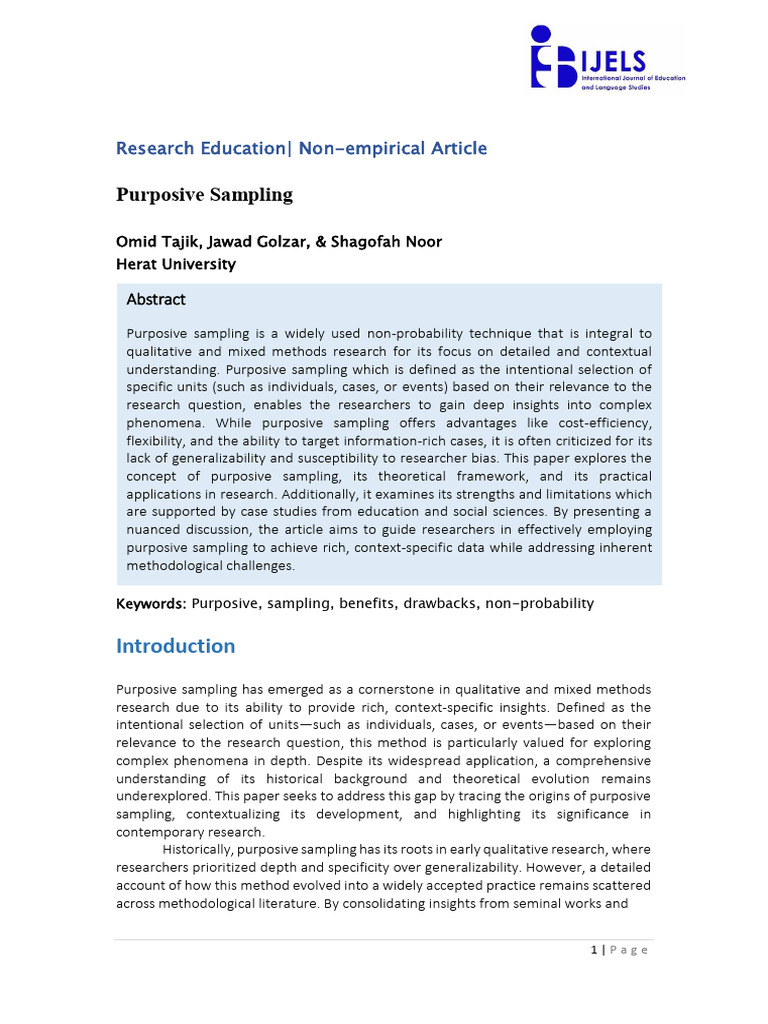 Understanding Purposive Sampling in Research | PDF | Sampling ...
