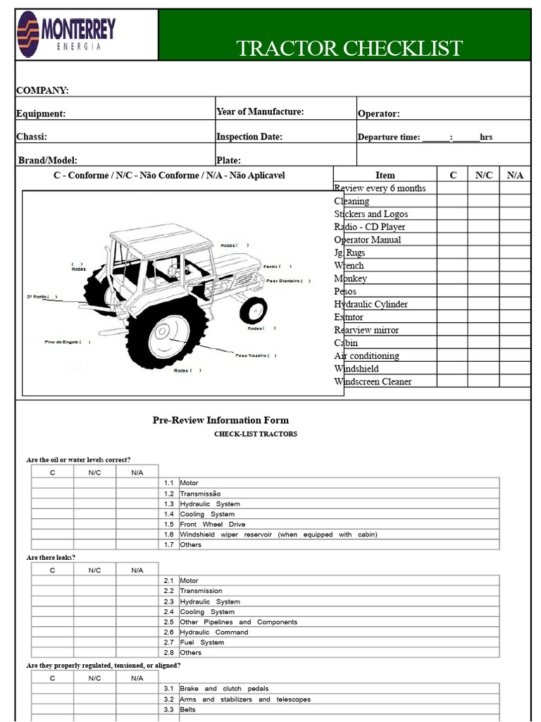 Tractor Check List | PDF | Tractor | Manual Transmission