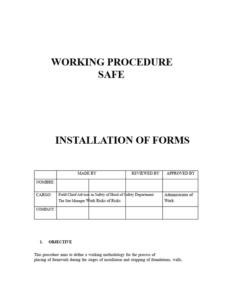 Safe Formwork Installation Procedure | PDF | Personal Protective ...