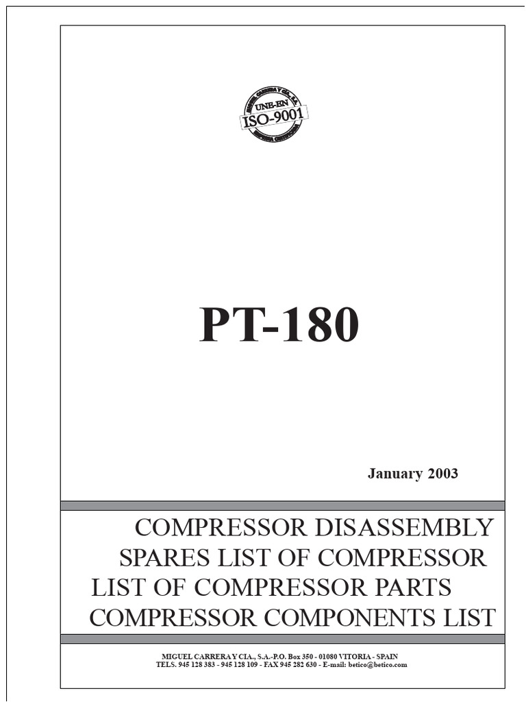 PT-180 Manual Parts | PDF | Gas Technologies | Mechanical Engineering
