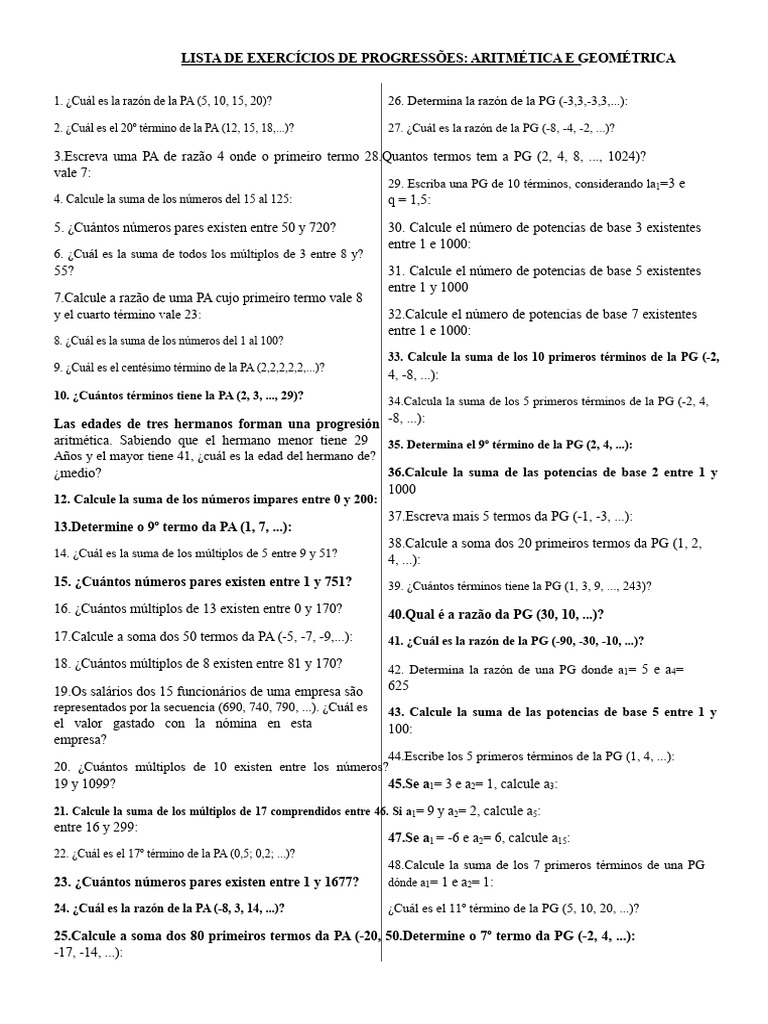 Lista de Ejercicios Pa y Pg | PDF
