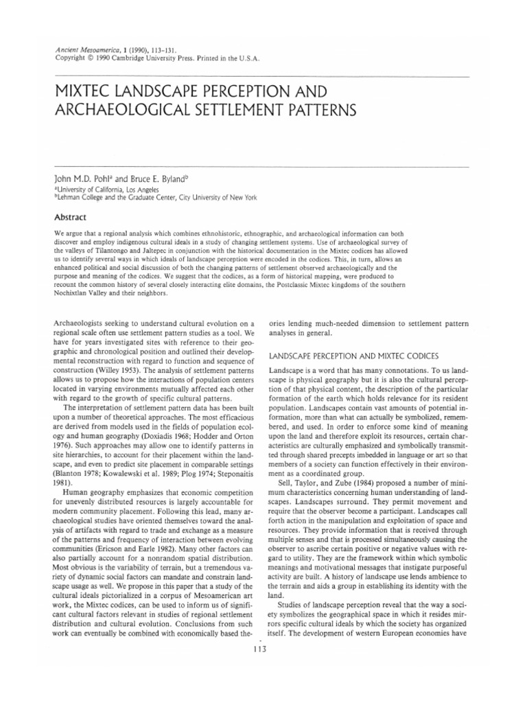 Mixtec Landscape Perception and Archaeol | PDF