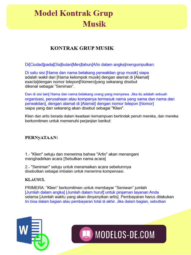 Model-Kontrak-Grup-Musik | PDF