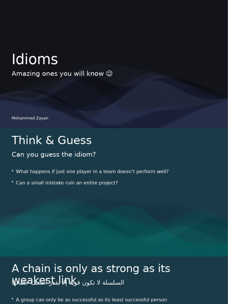 Idioms Explained Think Guess Discuss | PDF