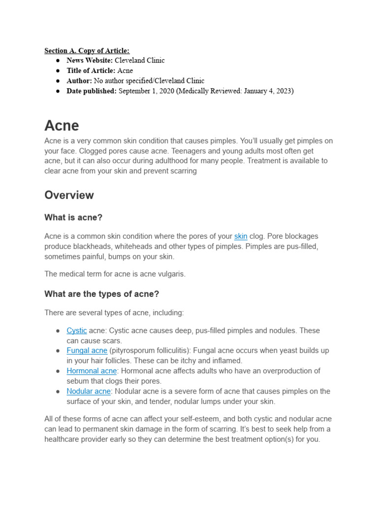Integumentary System Current Event | PDF | Pimple | Skin Care