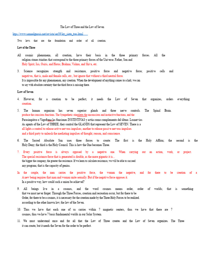 The Law of Three and The Law of Seven | PDF | Plane (Esotericism ...